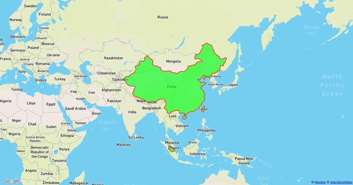 Map representing the countries where the Mandarin Chinese language is spoken : Scribble Maps