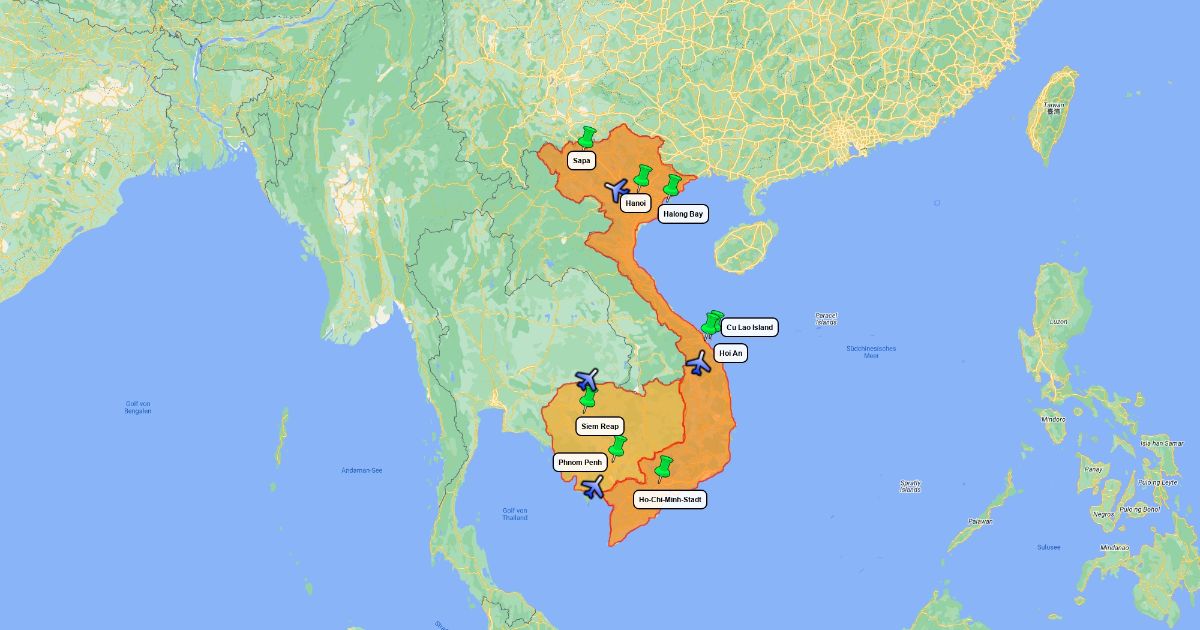 Vietnam und Cambodia : Scribble Maps