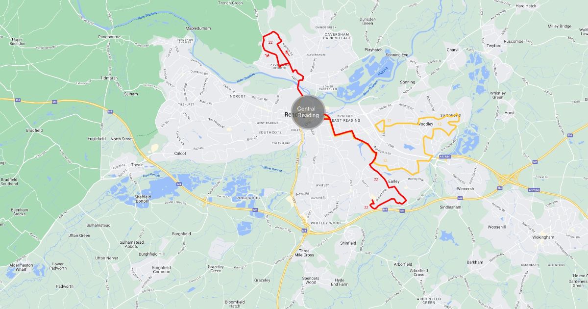reading buses map : Scribble Maps