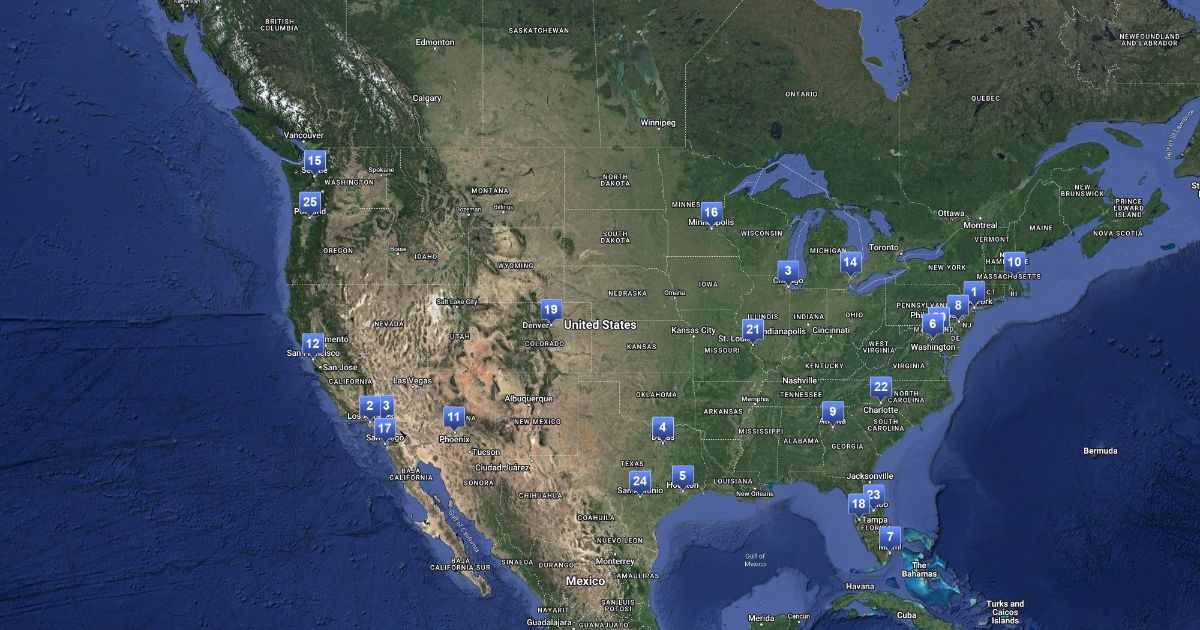 Top 25 Metro Areas in the US : Scribble Maps